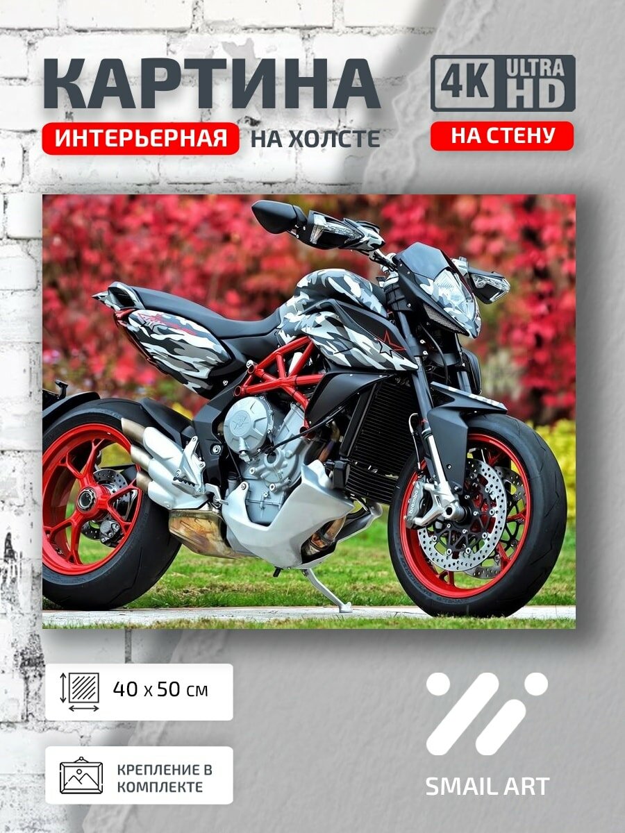 Картина на холсте интерьерная 40 на 50 на стену Ducati Monster для спальни animal style