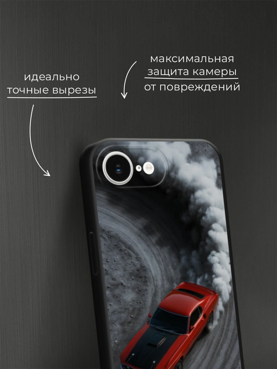 Черный матовый чехол на Apple iPhone 16e/17e / Айфон 16е/17e с принтом Скоростная машина 2 — фото 1
