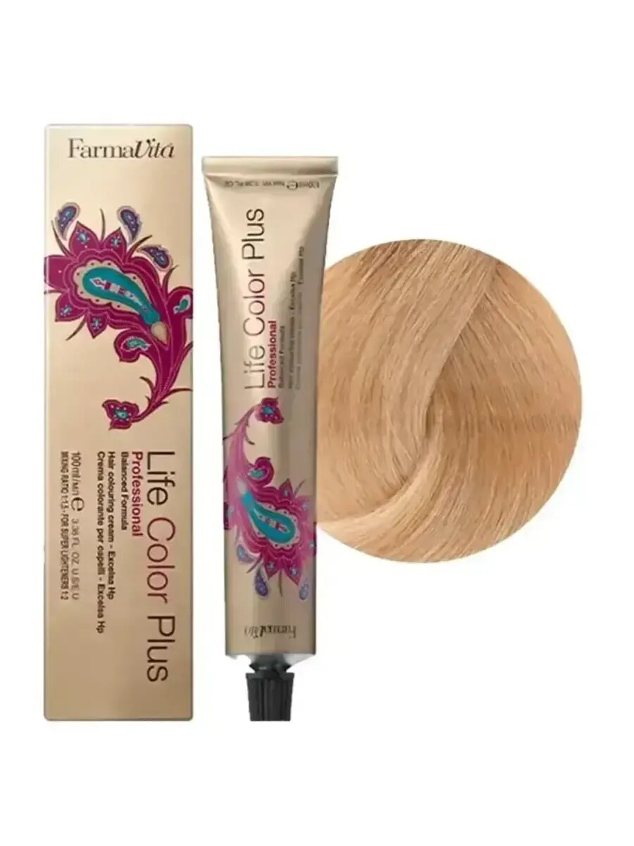 Краска для волос Farmavita Hair Coloring Life Color Plus Prof, Перманентный краситель с низким содержанием аммиака, 9.02