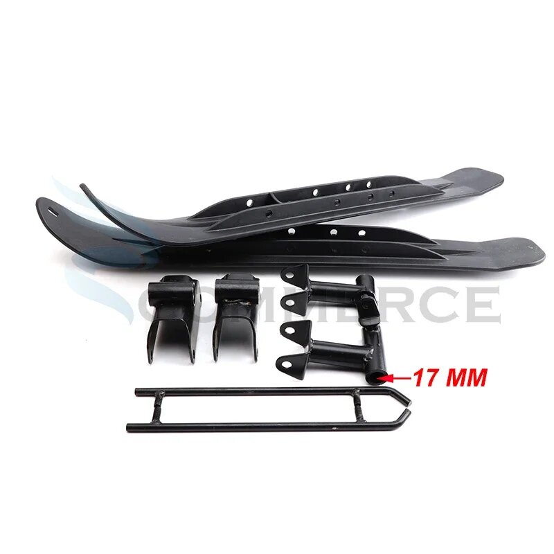 Комплект лыж из черного пластика для ATV, карт, UTV, багги, квадроцикла, саней, снегохода, переднего колеса, модифицированные аксессуары 17MM