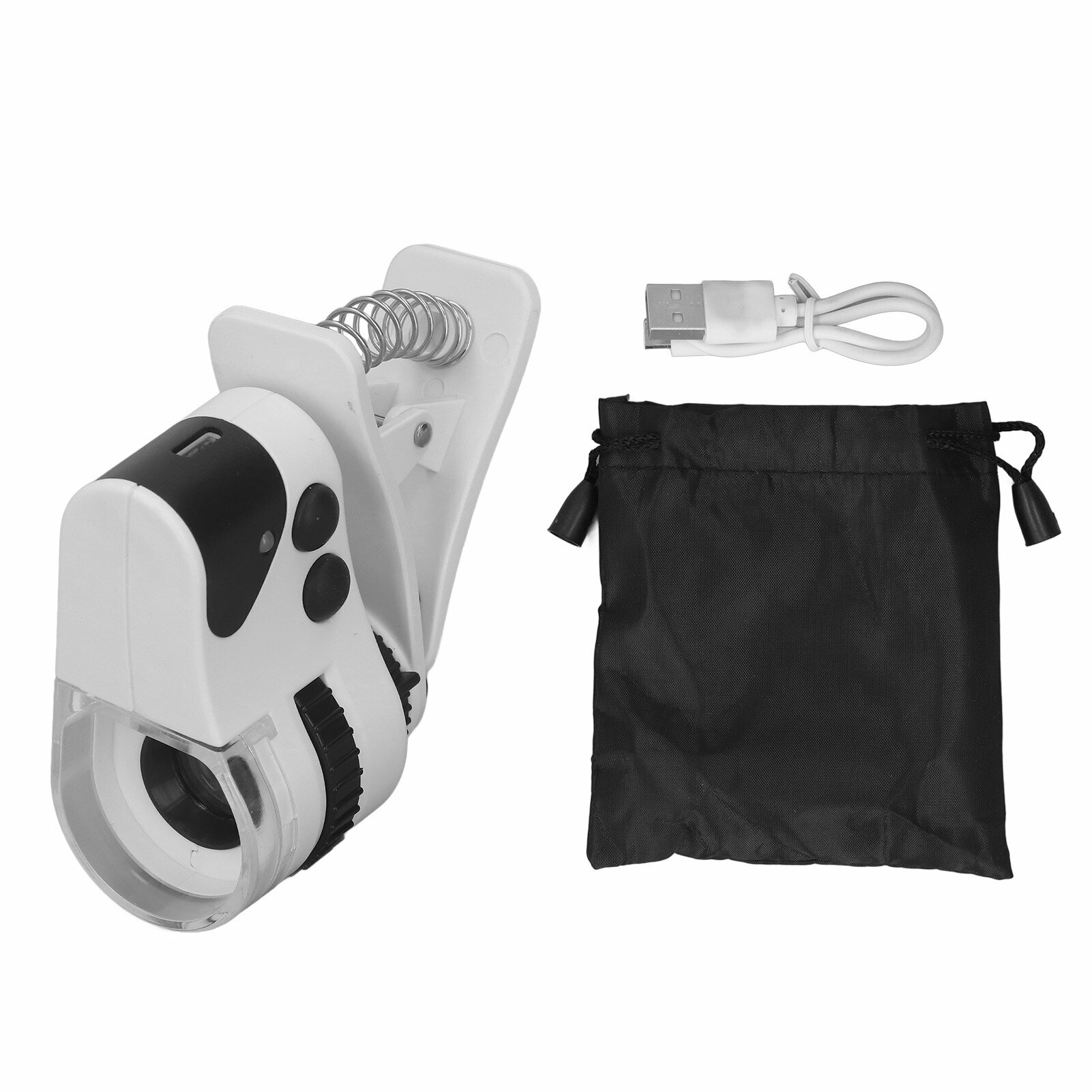 Микроскоп с креплением на мобильник, 50-кратное увеличение, регулируемый фокус, зарядка через USB, лупа со светодиодной подсветкой, подсветка для обнаружения банкнот