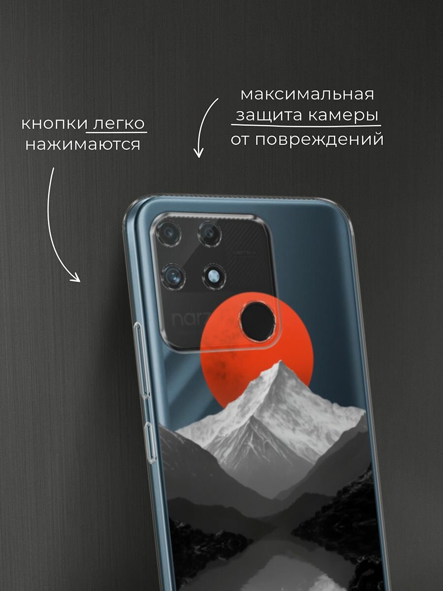 Чехол на Realme Narzo 50A / Реалми Нарзо 50A с принтом Белая гора 2, прозрачный — фото 1