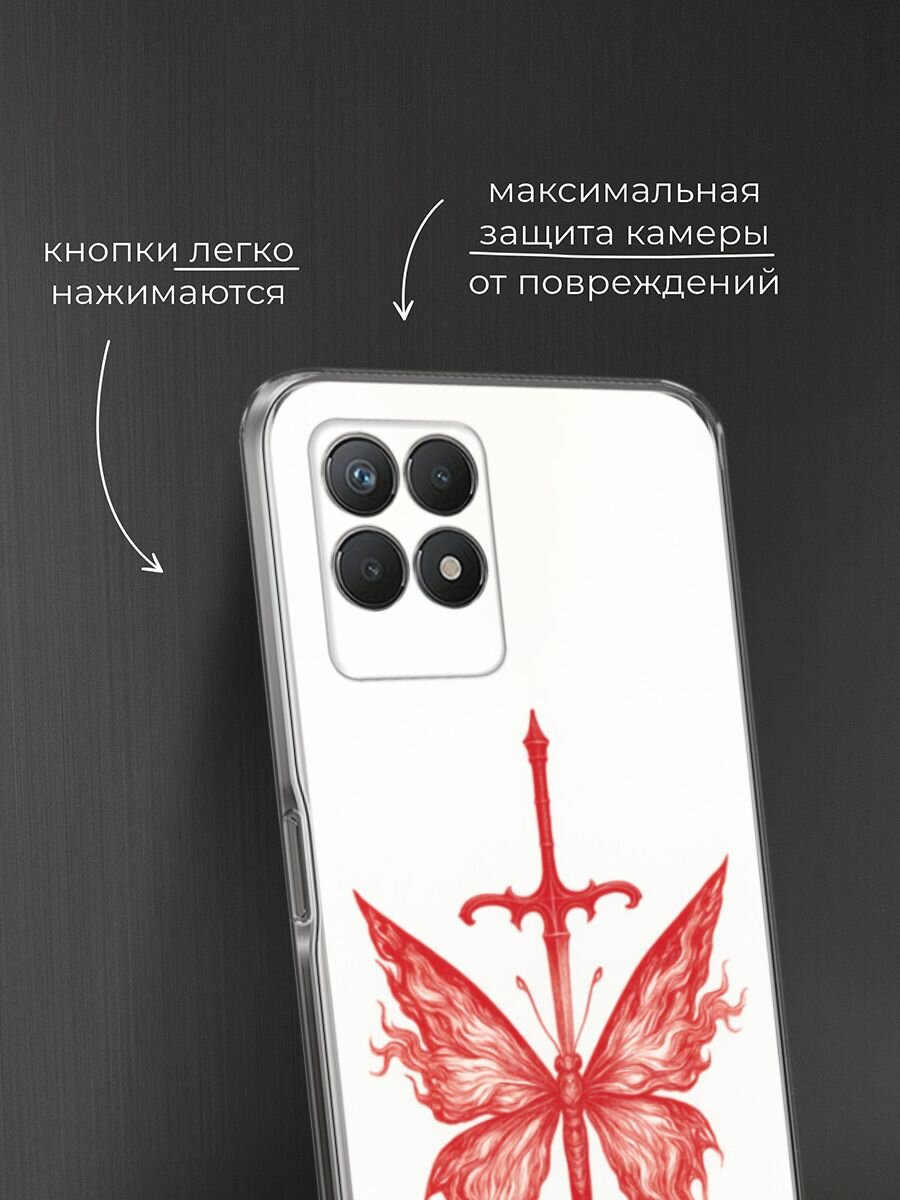 Силиконовый чехол на Realme 8i / Реалми 8i с принтом Бабочка и меч 3 — фото 1