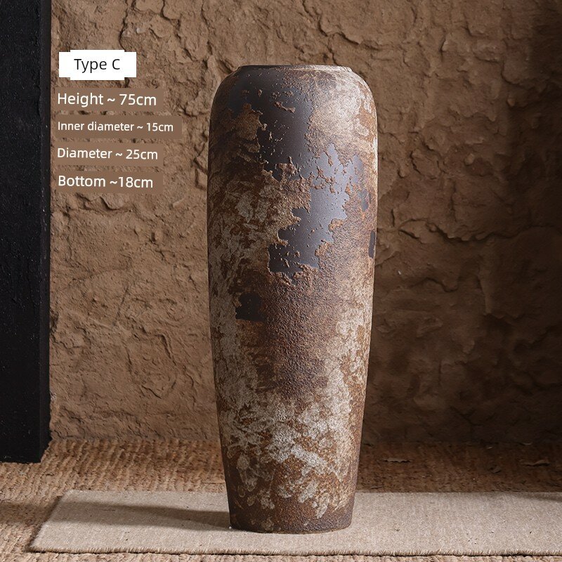 Напольная большая ваза, керамические украшения, китайские ретро-глиняные горшки, украшения для гостиной, отеля,