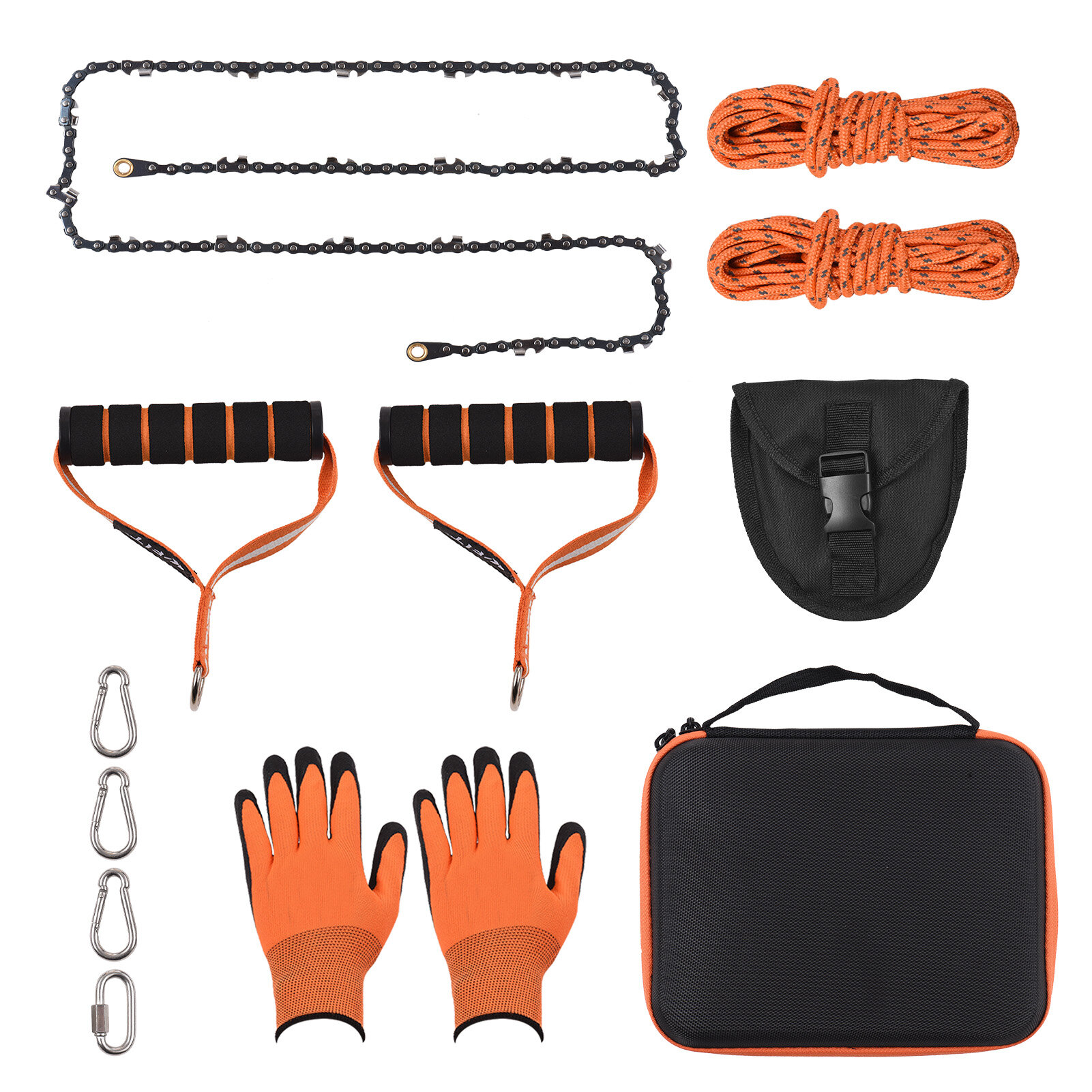 Набор ручных пил Multi-function Saw Set из высококачественной углеродистой стали, длина 12см/48дюймов, размер 20*18*7см/7.9*7.1*2.8дюйма, вес 869г/30.7 унции, в комплект входят 1*пилу 48дюймов, 1*защитный чехол для пилы, 2*длинные растяжные верёвки 4м,