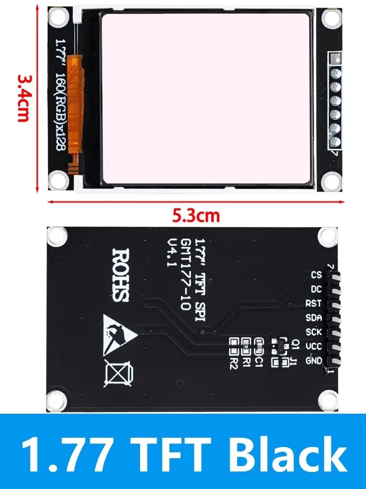 1.77" TFT SPI дисплей 128x64 черный