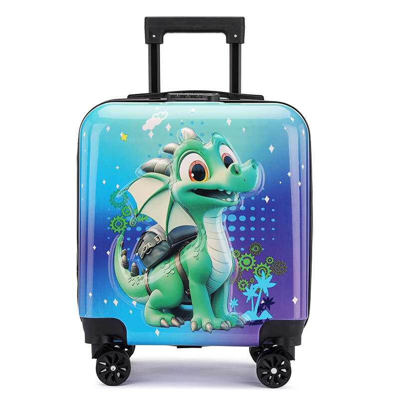 Детский чемодан на колесах, легкий, большой вместимости, дорожный чемодан с мультяшными животными, новый для детского сада и начальной школы