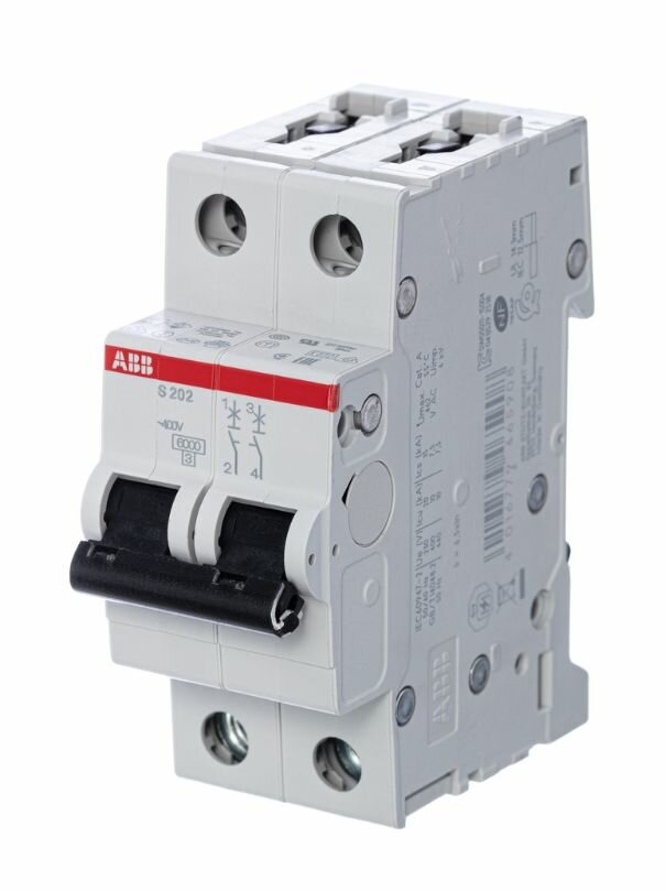 Автоматический выключатель ABB 2-полюсный S202 C2 (автомат электрический) 2CDS252001R0024