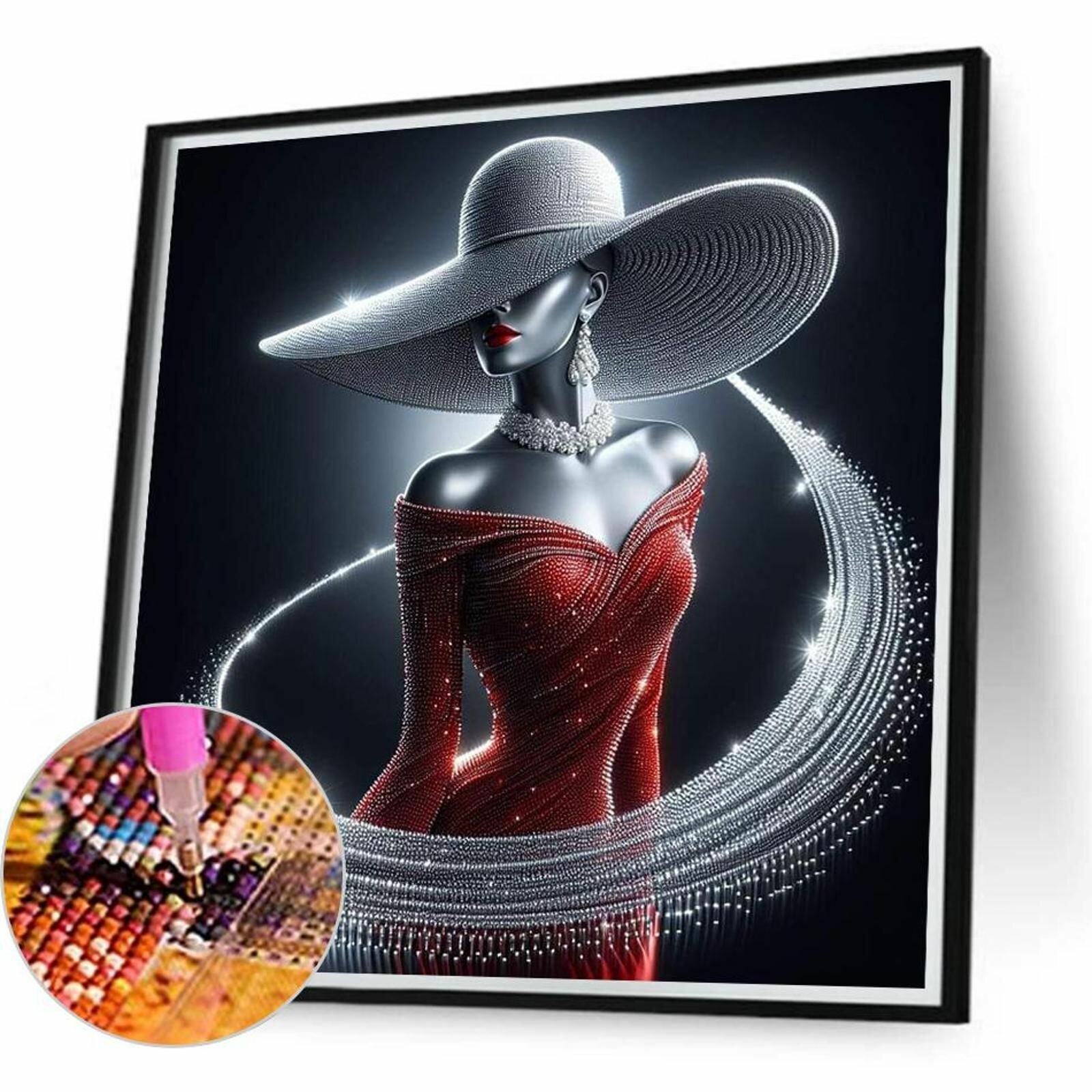 5D DIY Алмазная картина Леди (40x40 см), полный комплект с круглой дрелью, домашний декор и художественное ремесло