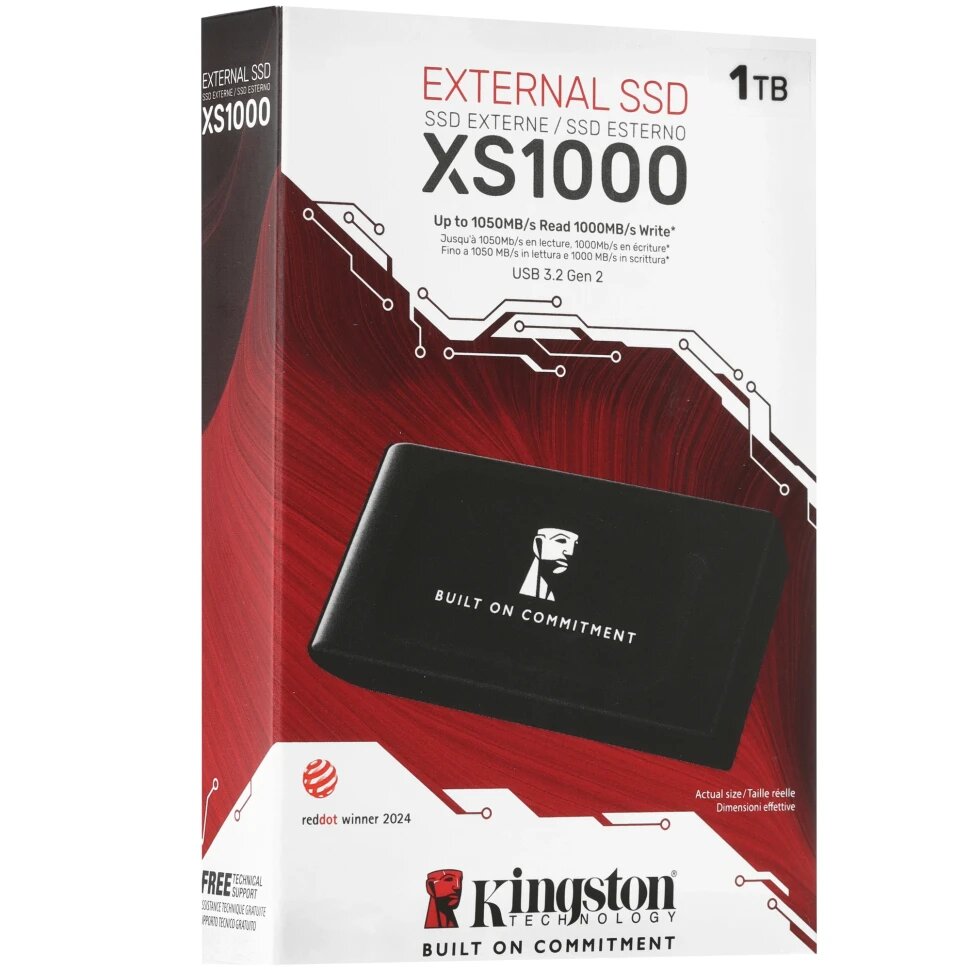 1000 ГБ Внешний SSD Kingston SXS1000/1000GA, USB 3.2 Gen 2 Type-C, черный