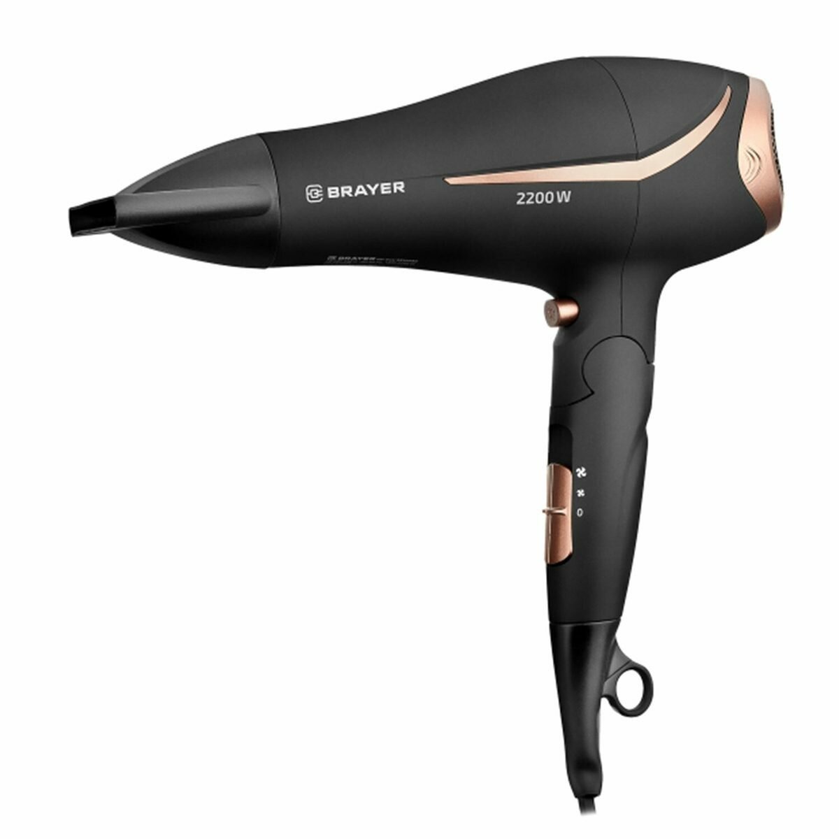 Фен Brayer BR3000BN, 2200Вт, 2 скорости, 3 температурных режима, складная ручка, черный