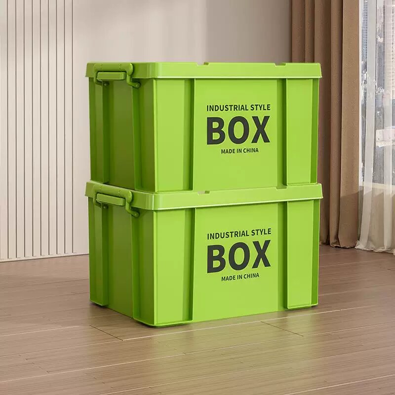 Набор пластиковых коробок оливково-зеленого цвета, две штуки, 48,5x34x28,5 см, вместимость 80 литров