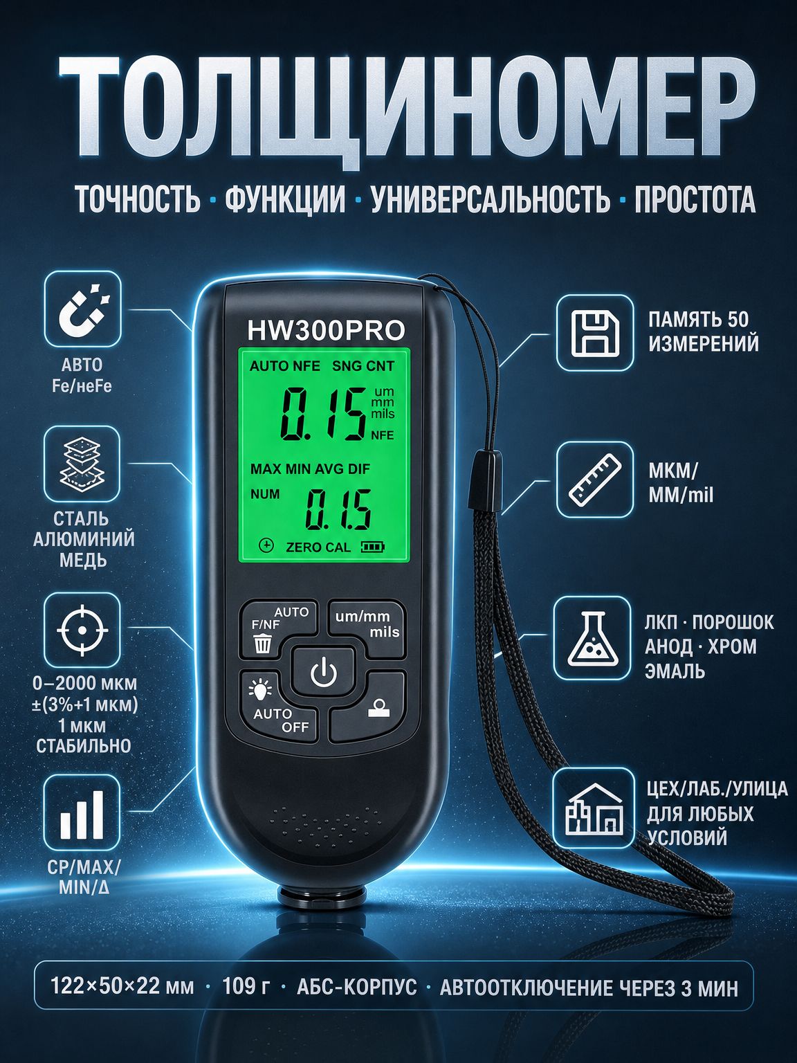 ЖК-экран толщиномер автомобильный лакокрасочных покрытий Многофункциональный