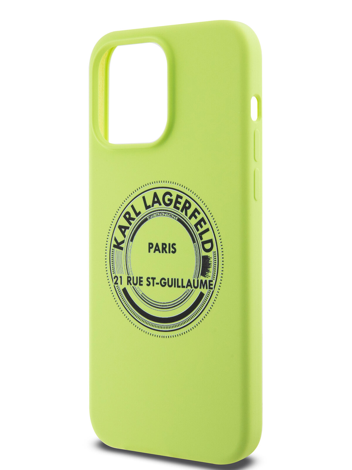 Lagerfeld для iPhone 15 Pro чехол Liquid silicone RSG Round logo Hard Green