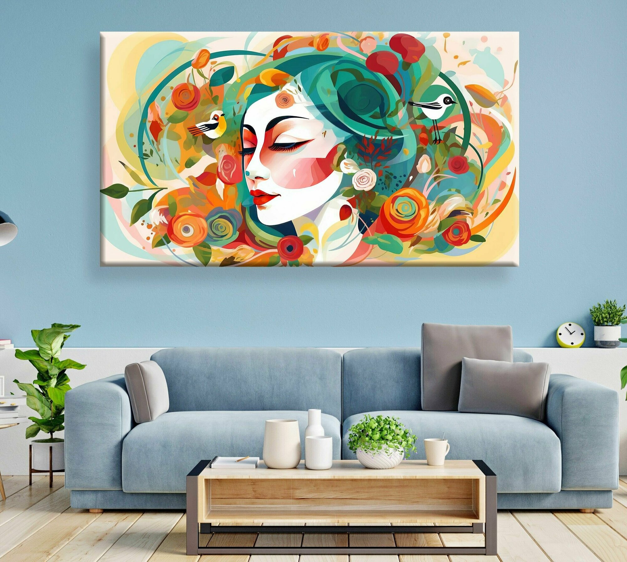 Интерьерная картина на холсте "Девушка весна" 60х100 см