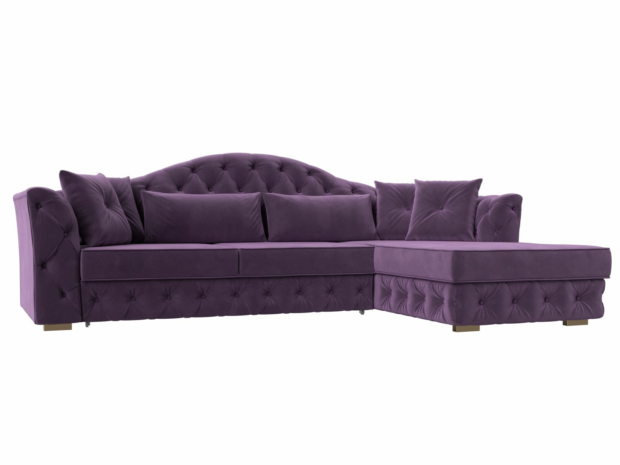 Диван угловой Артис правый угол, микровельвет, механизм дельфин, Сиреневый, 250x181x97см. Хит Диванов