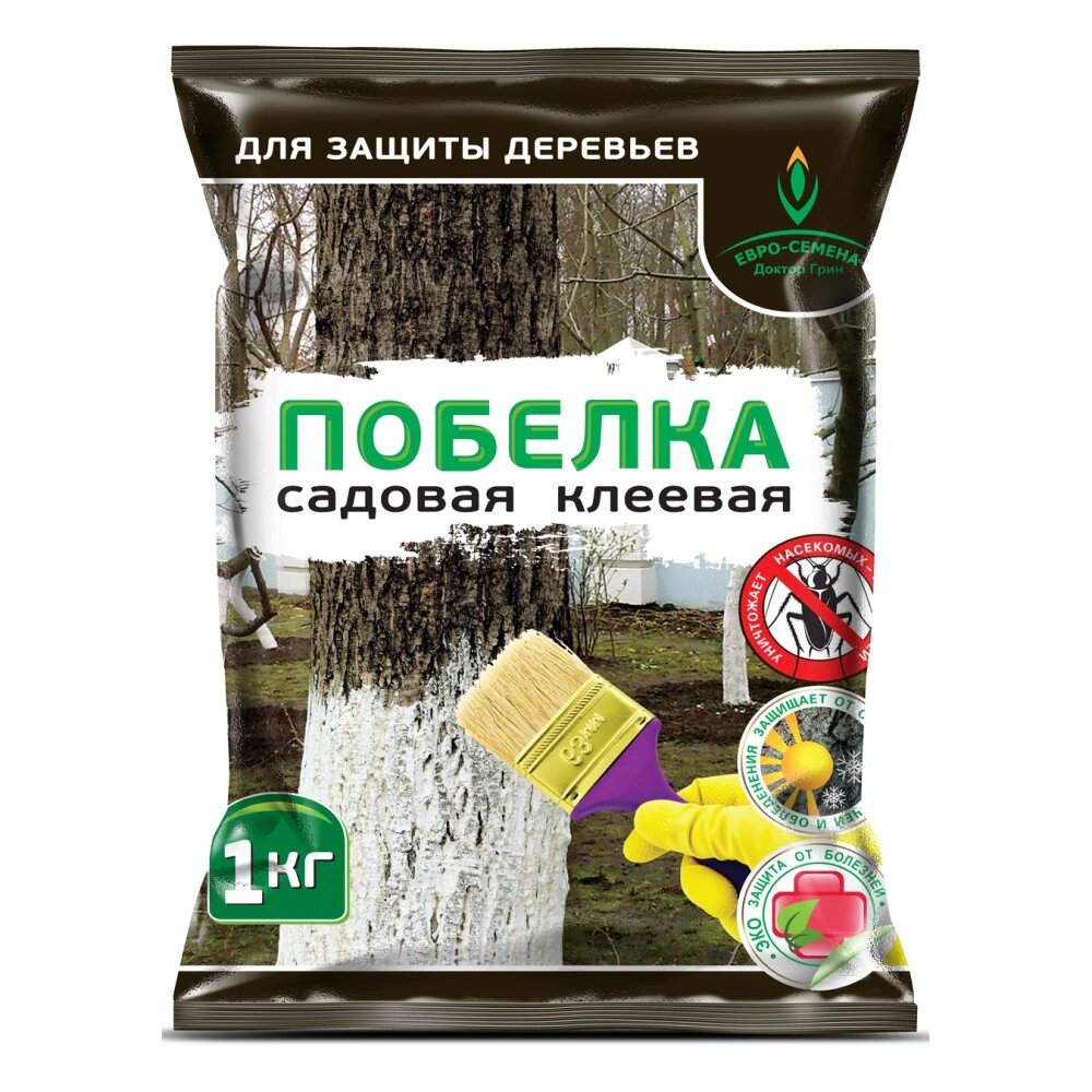 Побелка Евросемена, садовая, клеевая, от грызунов, солнечных ожогов, 1кг