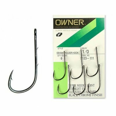 Крючки рыболовные Owner 5123 (BC) № 06 (9шт) Ebi Baitholder Hook, одинарные