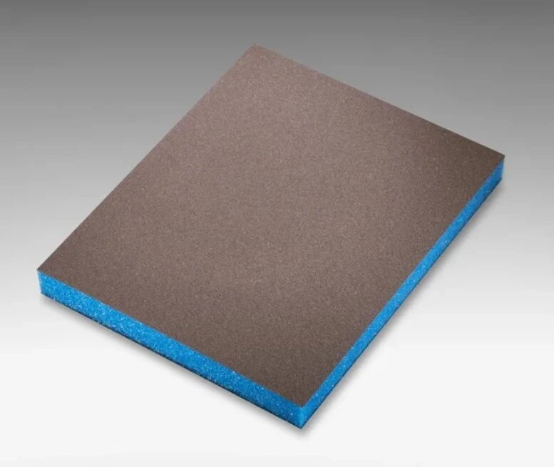 Губка абразивная двухсторонняя 98х120х13 мм Р800 "SIA" Siasponge soft (синяя, Ultrafine)