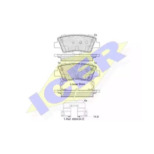 Колодки тормозные дисковые комплект Hyundai Kia, ICER 182036-203 (1 шт.)