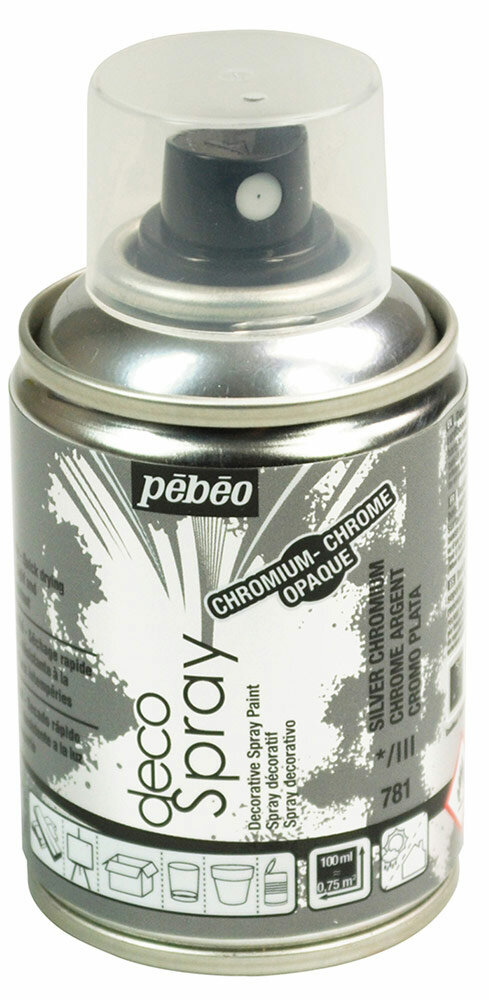 Краска для декора Pebeo "Хром", DecoSpray, аэрозоль, 100 мл, под серебро