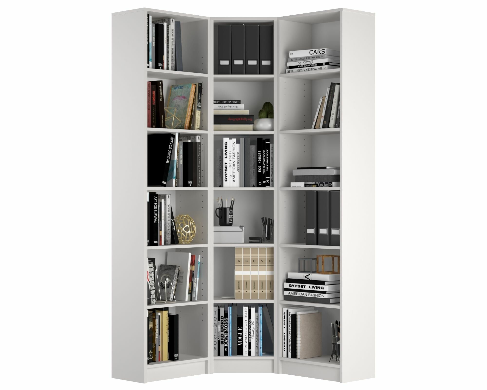 Стеллаж с полками для книг Мебель на Руси "Билли 14" 95/95х202х28, белый