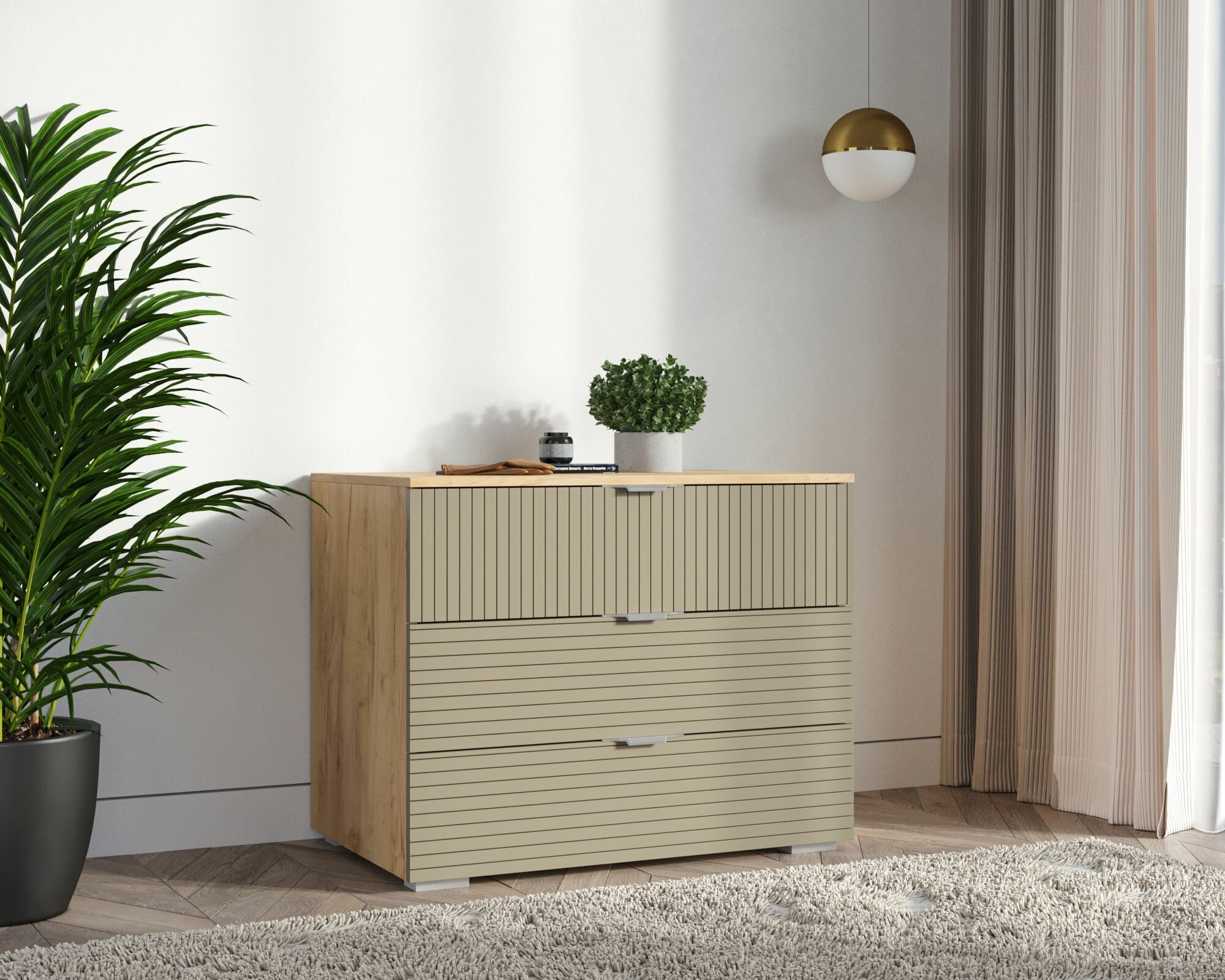 Комод для вещей "Аметист" 80х64х50, дуб крафт золотой / мокко