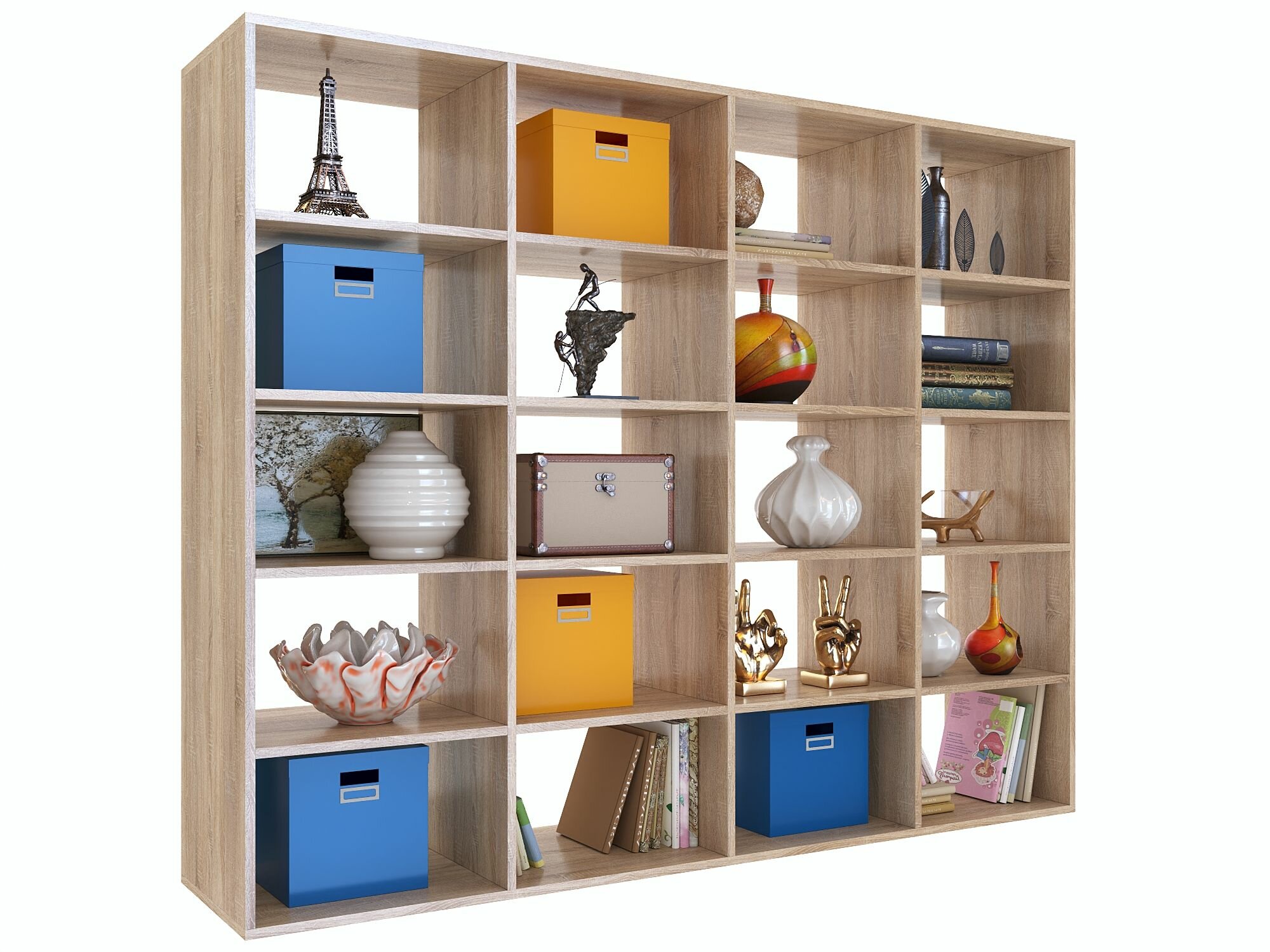 Стеллаж для книг с полками 20 секции Мебель на Руси "Каллакс" 142х177х39, дуб сонома