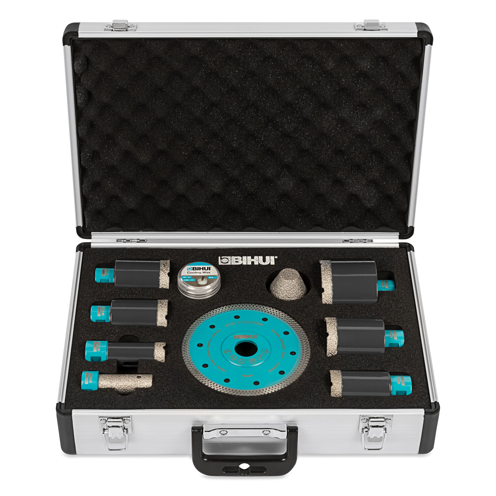 Набор алмазных коронок BIHUI, Ø25/35/40/45/50/68мм,2 фрезы, гель, диск алмазный, арт. DBDMS10
