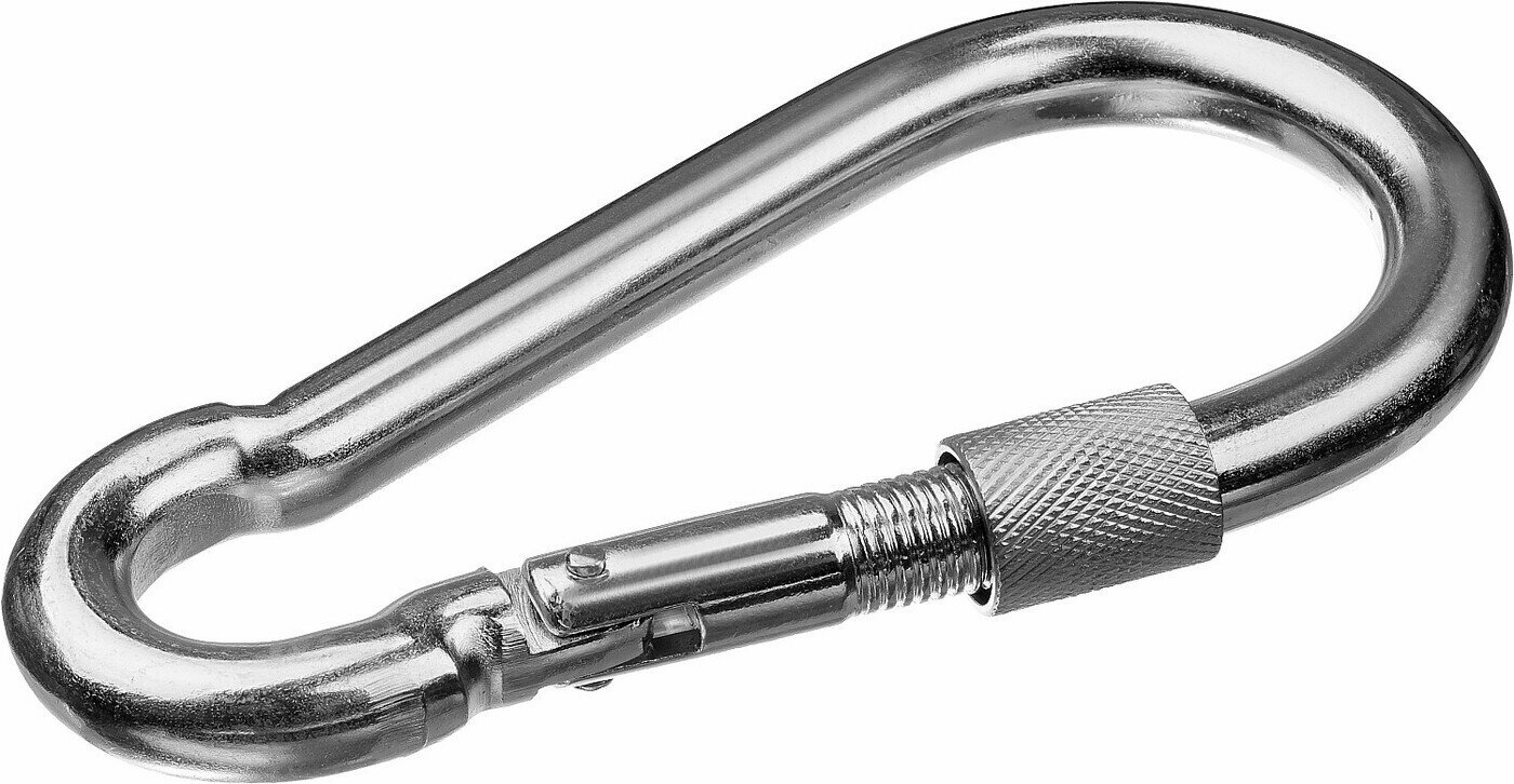 Карабин ЗУБР 6 мм, 1 шт, оцинкованный, с предохранительной гайкой DIN 5299D