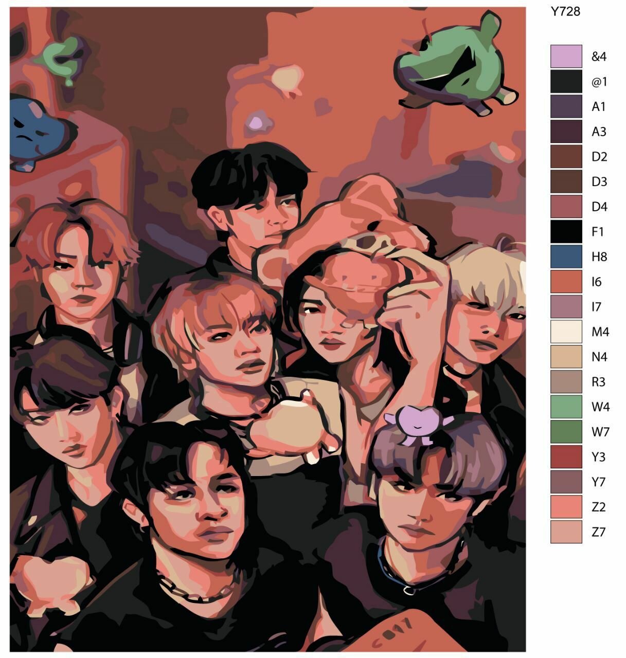 Картина по номерам Y728StrayKids "K-pop группа - Stray Kids (Стрей Кидс)" 40x50 см