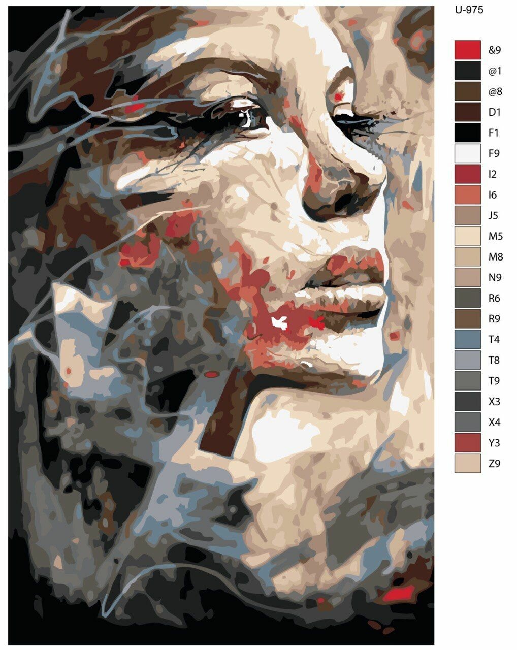 Картина по номерам U-975 "Портрет лица красивой девушки" 40x60 см