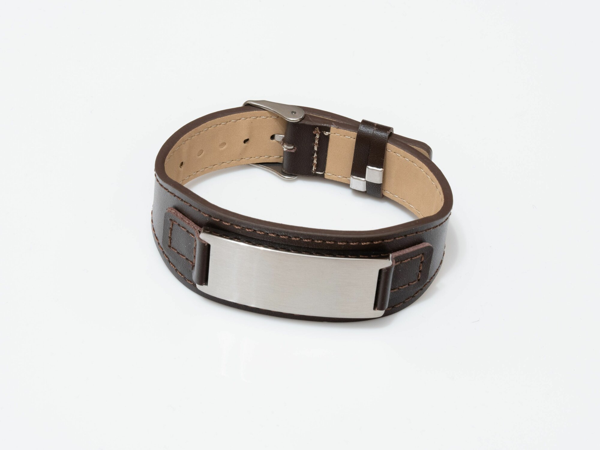Браслет, металл, кожа