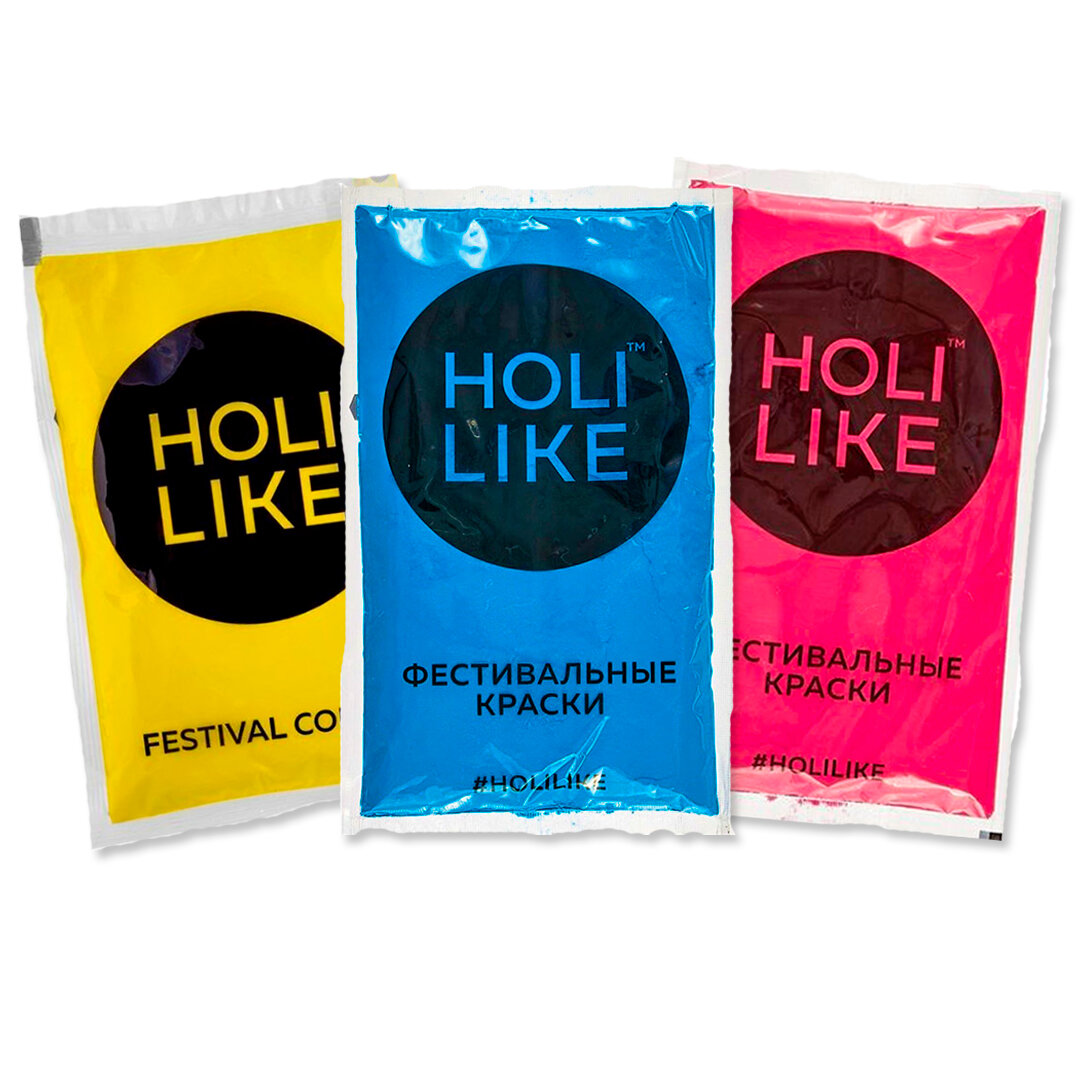 Краска Холи (HOLI LIKE ) 3 упаковки, розовая, синяя, желтая цвета