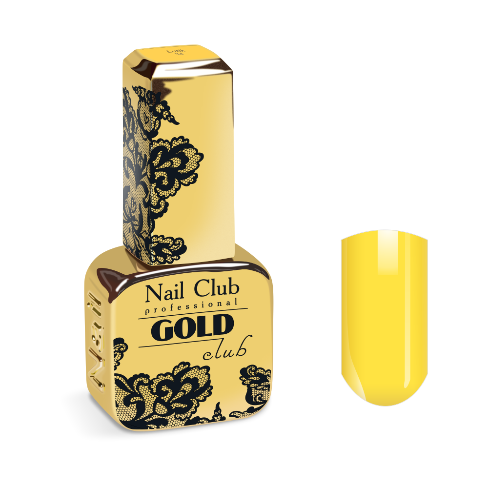 Nail Club Эмалевый гель-лак для ногтей с липким слоем GOLD CLUB 34 Lutik, 13 мл.