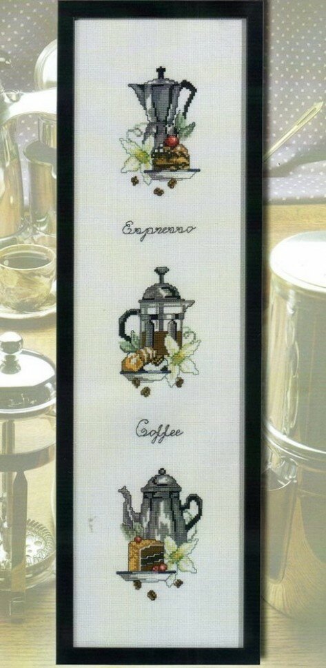 Набор для вышивания Permin #92-9356 Три кофейника, Счетный крест, 15 x 55 см