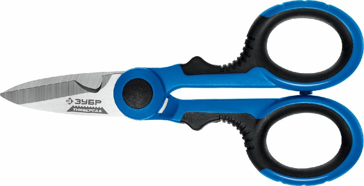 Ножницы электрика универсальные ЗУБР 145 мм с функцией зачистки изоляции толщина металла 3.5 мм длина лезвий 45 мм