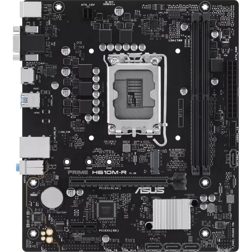 Материнская плата ASUS PRIME H610M-R-SI (LGA1700, mATX, H610, 2xDDR5, 1xPCI-Ex16, 1xM.2, HDMI+DP+VGA) (PRIME H610M-R-SI)