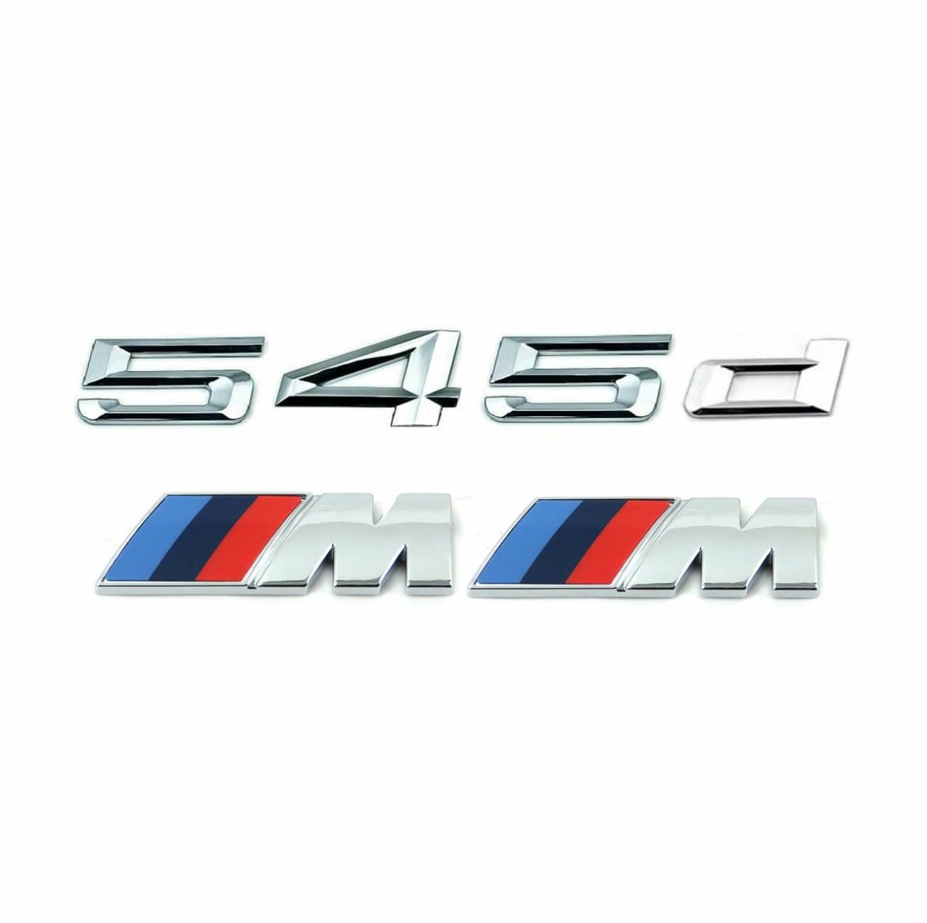 Комплект: шильдик на багажник длям BMW 545d + 2 эмблемы на крыло M-performance хром