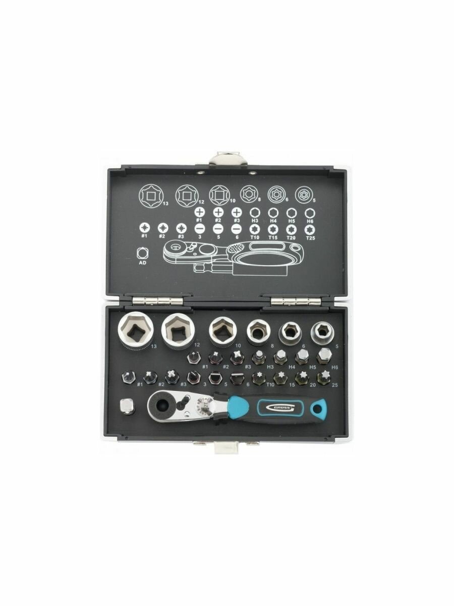 Набор бит и головок торцевых Gross 11361 1/4