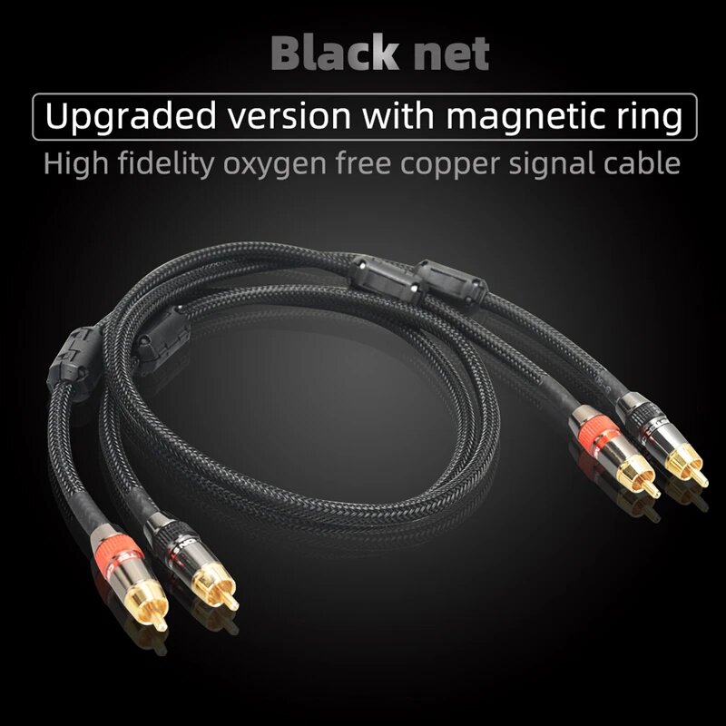 Высококачественный Hi-Fi RCA-кабель 4N OFC, 2RCA-2RCA, штекер-штекер, аудиокабель BLACK NET, 0.75m