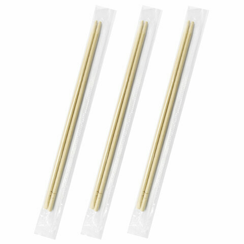 4 шт. Палочки для суши бамбуковые 21 см, круглые, комплект 100 пар в индивидуальной прозрачной упаковке, бюджет, 132266