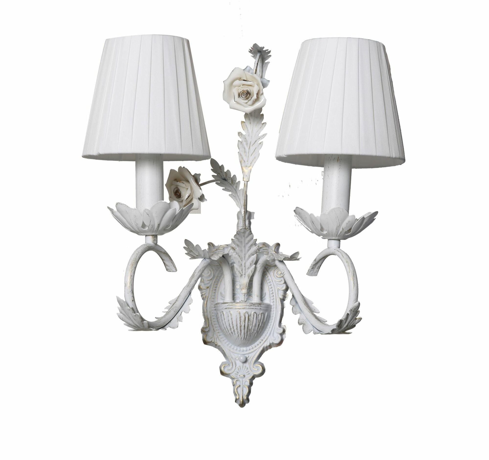 Бра настенный светильник розы Светильник настенный прованс LED E14 2* 60 Вт белый W1151/2 Blesslight