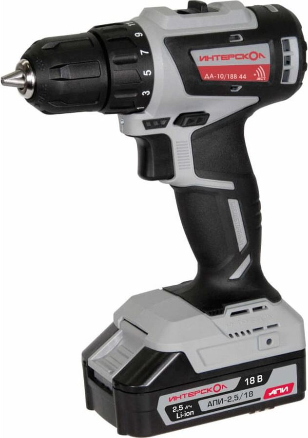 Дрель-шуруповерт Интерскол ДА-10/18В 44, 2.5Ач, с двумя аккумуляторами [759.2.2.45]