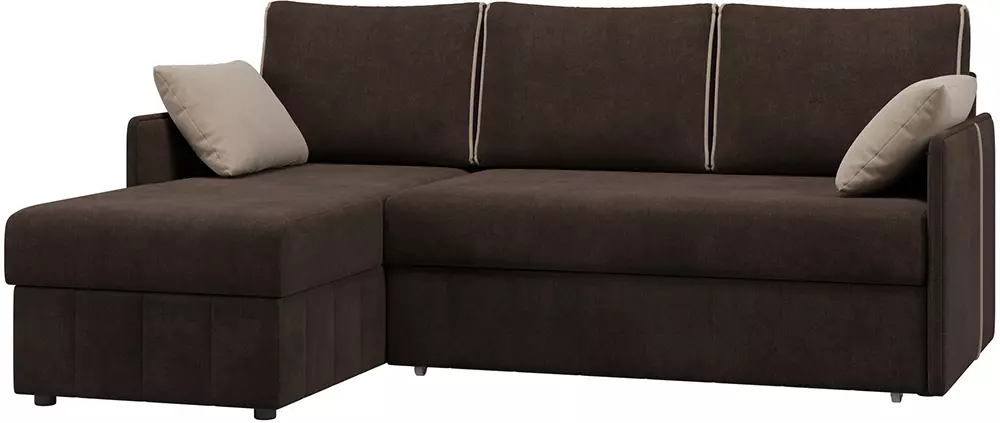 Угловой диван Некст (Слим) Темно-Коричневый Велюр, дельфин, 210х157х95 см, с ящиком для белья
