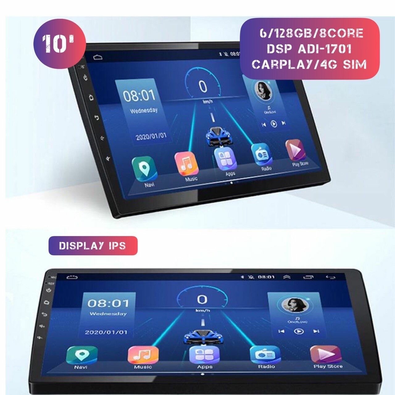 Магнитола на Андроиде 6+128Gb+8ядер+DSP+CarPlay+4G SIM/магнитола для авто/автомагнитола/на Android Андройд/с bluetooth блютуз, Wi-Fi/подарок папе