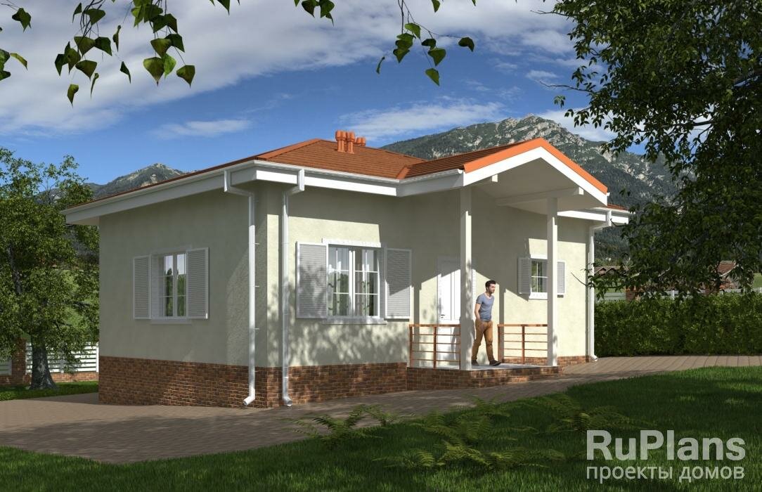 Проект одноэтажного дома (63 м2, 10м x 11м) Rg5426