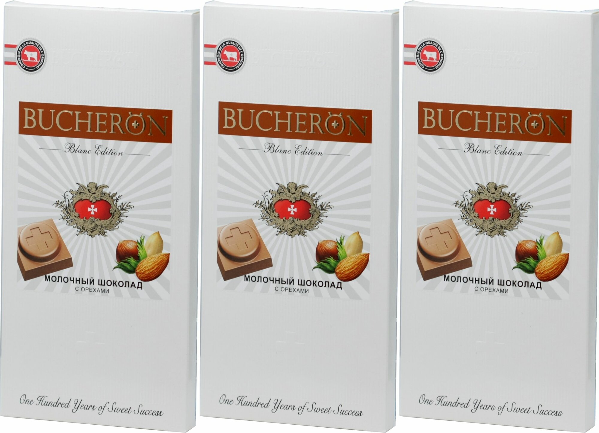 BUCHERON Шоколад молочный Blanc Edition с Орехами, 85 г, 3 шт