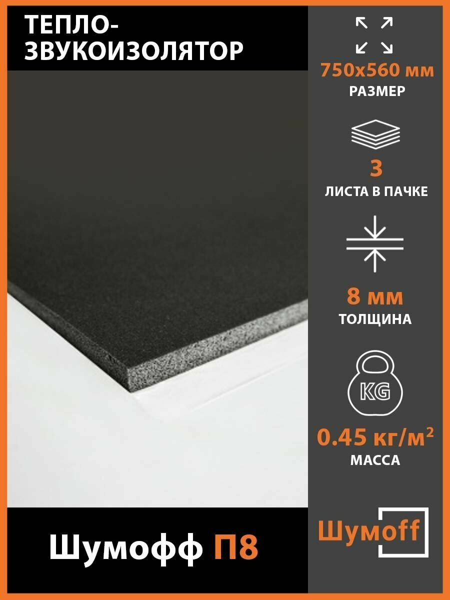 Плеяда Тепло-звукоизоляция Шумофф П8 (3 листа)