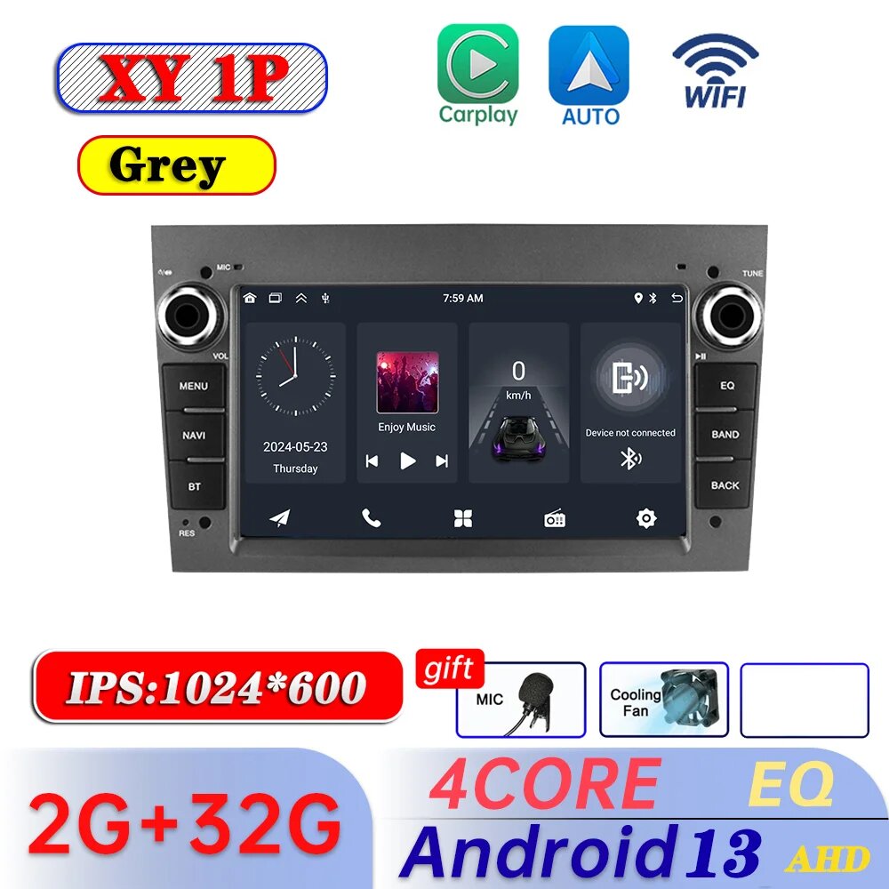 Автомобильный радиоплеер Android 13 для Opel para Astra Meriva Vectra Antara Zafira Grey-2-32G
